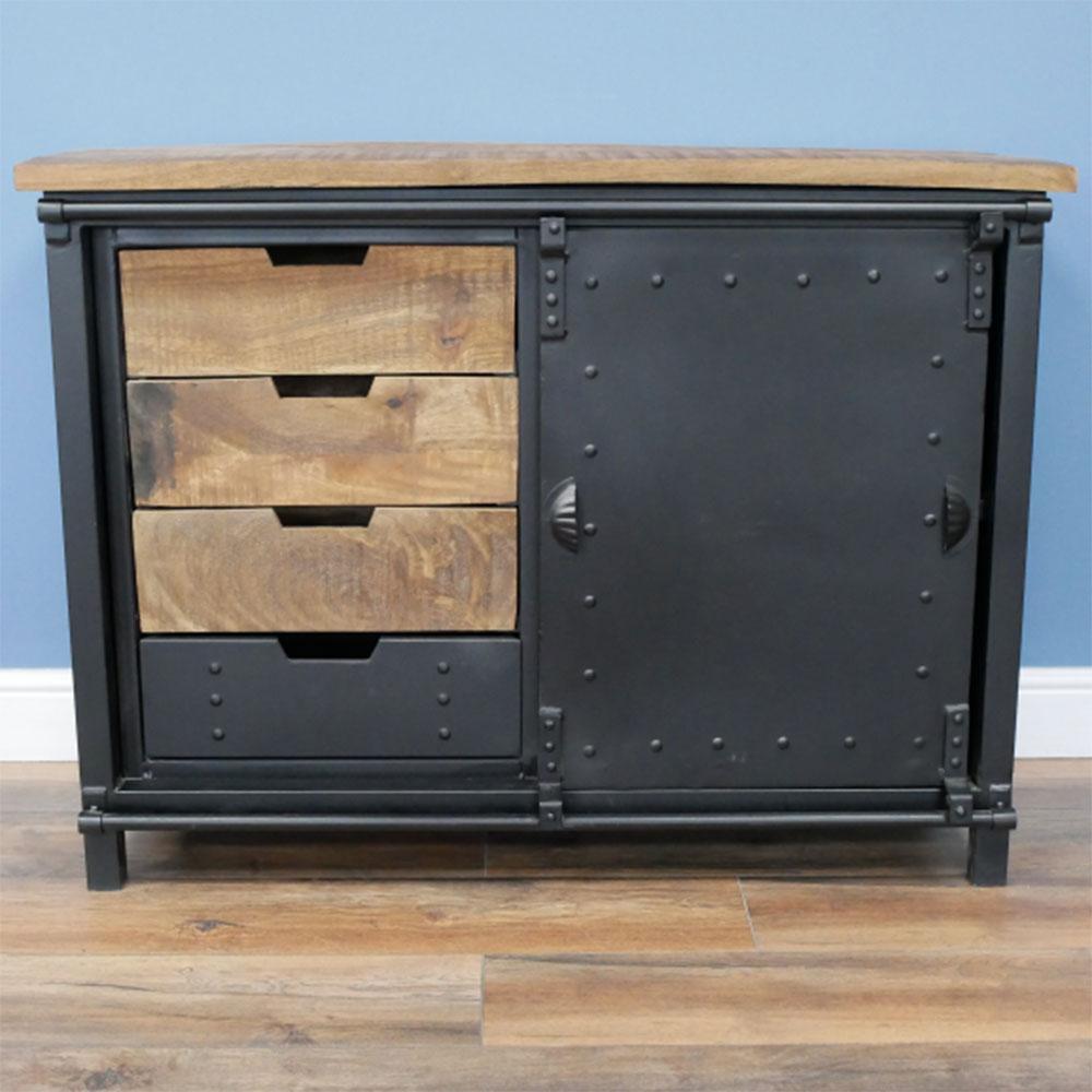 Heavy Duty Industrial Style Iron & Mango Wood Storage Sideboard ...