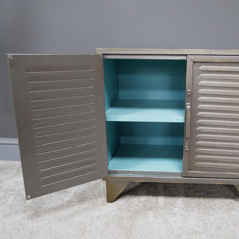 Industrial Metal Filing Cabinet Style Unit – Candle and Blue Interiors