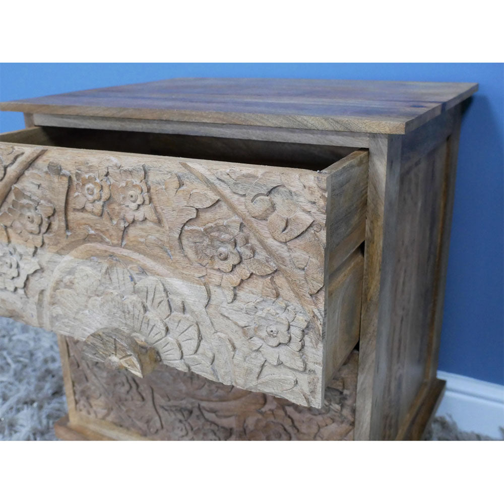 Rustic Wooden Small Bedside Table With 2 Drawers – Candle and Blue ...