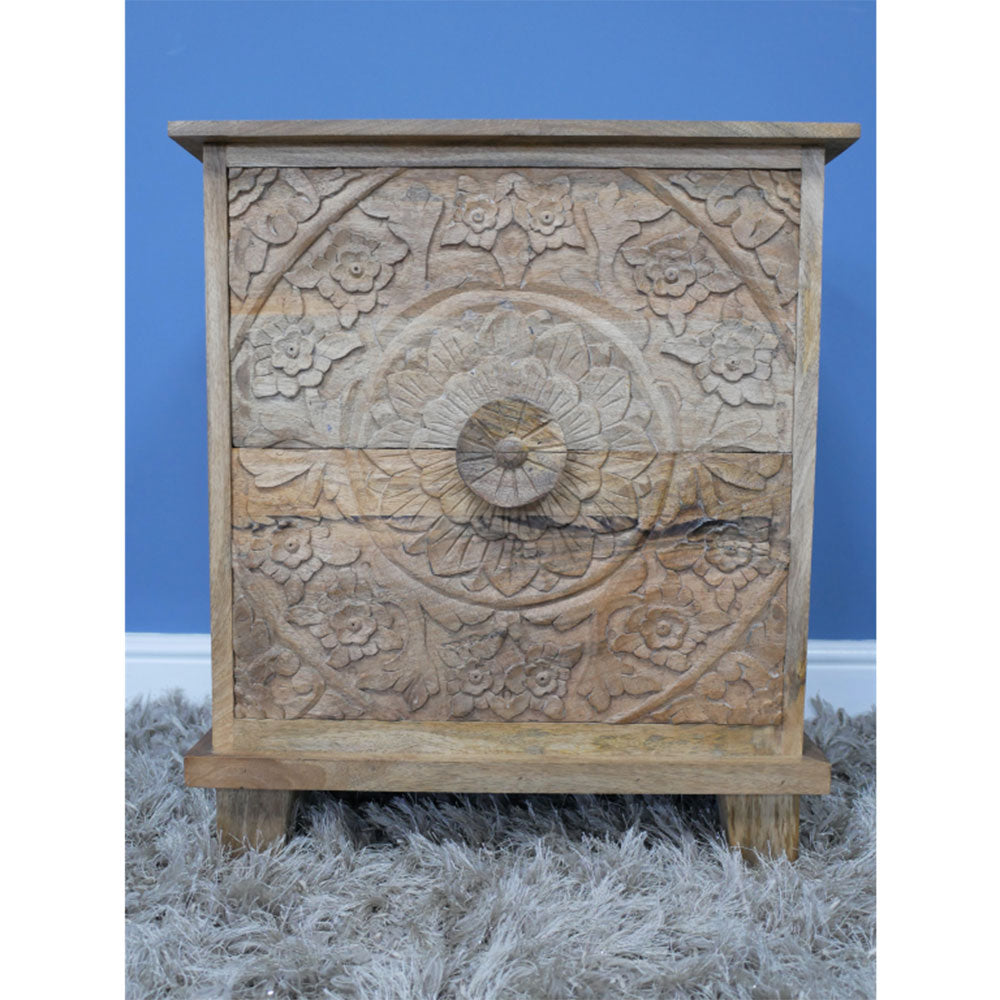 Rustic Wooden Small Bedside Table With 2 Drawers – Candle and Blue ...